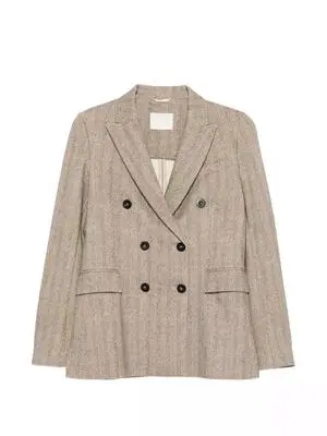 CIRCOLO 1901 Double-breasted Herringbone Jacket - Neutrals