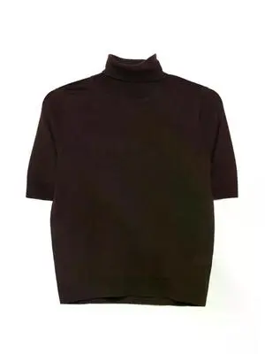 HUGENBERG Short-sleeve Roll Neck Knitted Sweatshirt - Brown