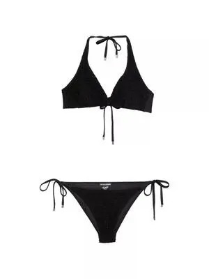 Emporio Armani Smocked Halterneck Bikini - Black