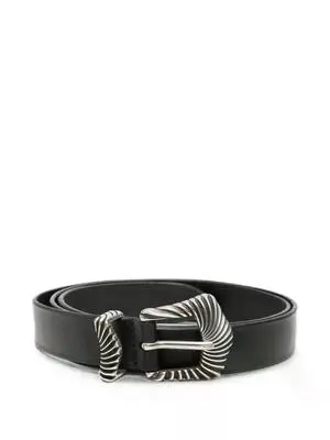 Orciani Engraved-buckle Leather Belt - Black