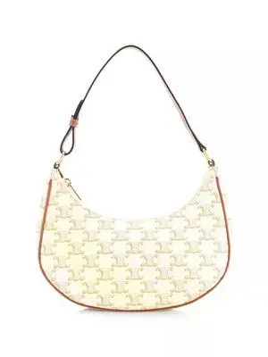 Celine Ava Triomphe Coated Canvas Hobo Bag - White