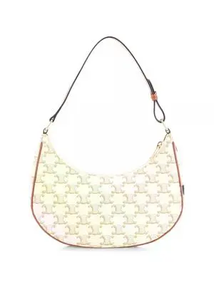 Celine Celine Ava Triomphe Coated Canvas Hobo Bag White