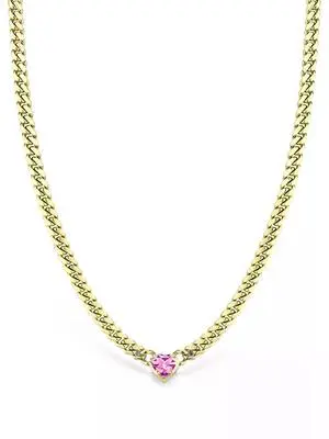 LOGAN HOLLOWELL Cuban Pink Sapphire Chain Necklace - Gold