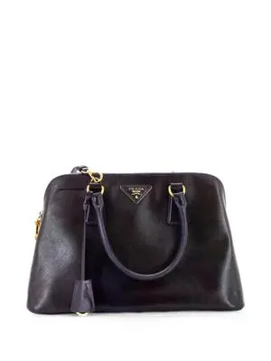 Prada Promenade Bag Vernice Saffiano Leather Medium Satchel - Purple