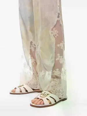 Pinko Garment-dyed Satin Trousers With Lace Detailing
