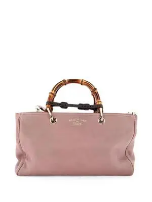Gucci Bamboo Shopper Leather Medium Tote Bag - Pink