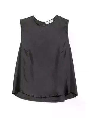 WHYCI MILANO Satin Finish Sleeveless Top - Black