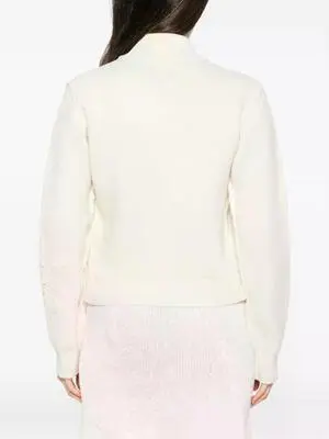 ERMANNO FIRENZE Cream White Crochet Patch Button-up Cardigan