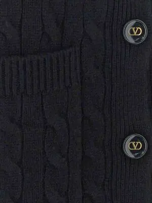 Valentino Garavani Cable Knit Belted Cardigan - Black