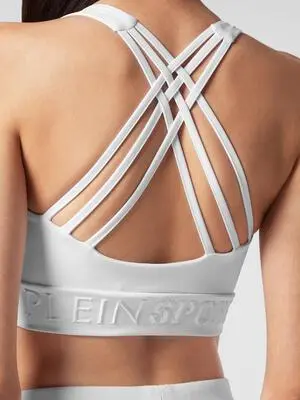 PLEIN SPORT Cropped Sports Jersey Top With Thin Straps - White