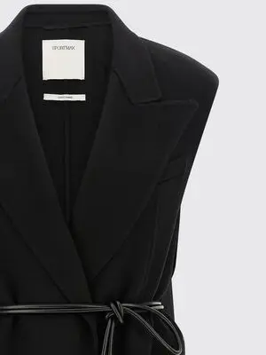 Sportmax Belted Pure Virgin Wool Robe Vest - Black