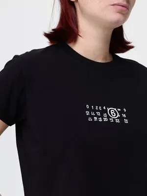 MAISON MARGIELA Slim Fit Cotton T-shirt With Numeric Logo - Black