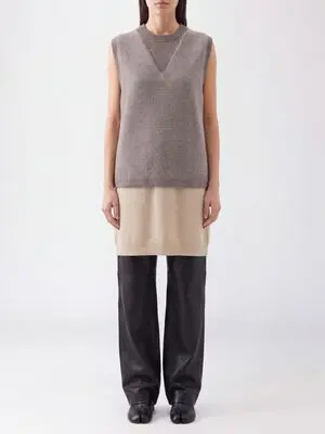 MAISON MARGIELA Sleeveless Crewneck Knit Vest In Pure Virgin Wool - Brown
