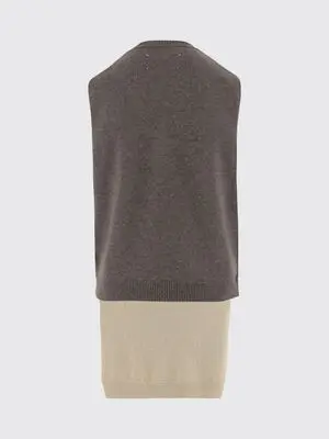 MAISON MARGIELA Sleeveless Crewneck Knit Vest In Pure Virgin Wool - Brown