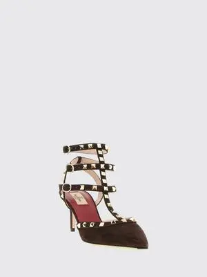 Valentino Garavani Rockstud Suede T-strap Slingback Pumps - Brown