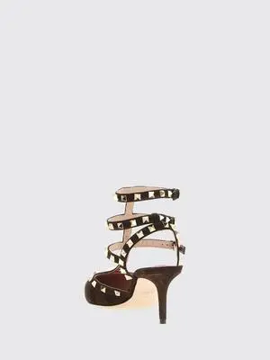 Valentino Garavani Rockstud Suede T-strap Slingback Pumps - Brown