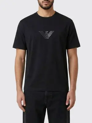 Emporio Armani Slim Fit T-shirt In Cotton With Tone-on-tone Logo - Black