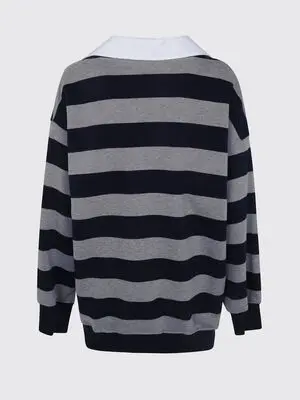 N° 21 Relaxed Fit Striped Long-sleeved Cotton-blend Polo - Grey