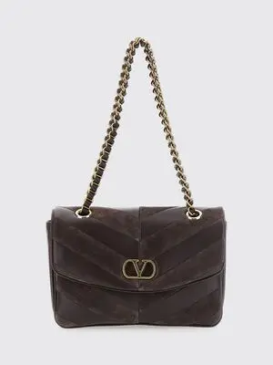 Valentino Garavani Djuna Chevron Nappa Shoulder Bag With Vlogo Signature - Brown