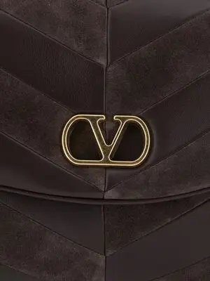 Valentino Garavani Djuna Chevron Nappa Shoulder Bag With Vlogo Signature - Brown