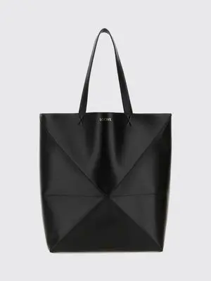 Loewe Large Puzzle Fold Tote Bag In Calf Leather - Black