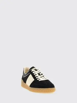Valentino Garavani Upvillage Suede And Calfskin Low-top Sneakers With Vlogo - Amber