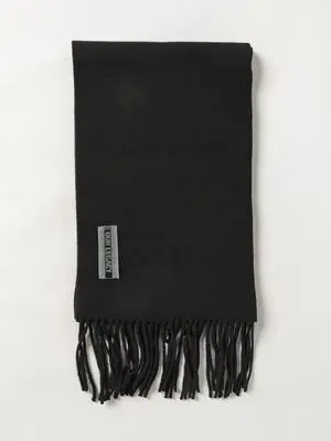 Our Legacy Estate Wool Scarf In With Fringed Edges And Logo - Black