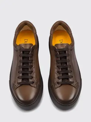 DOUCAL'S Smooth Calfskin Leather Lace-up Sneakers - Brown