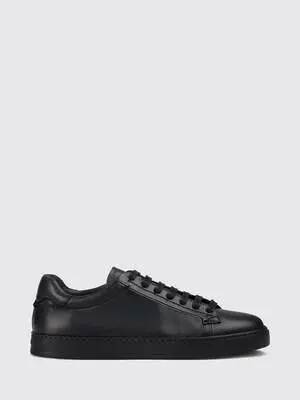 DOUCAL'S Smooth Calfskin Leather Lace-up Sneakers - Charcoal