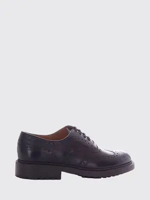 DOUCAL'S Smooth Calfskin Brogue Derby Shoes With Rubber Sole - Dark
