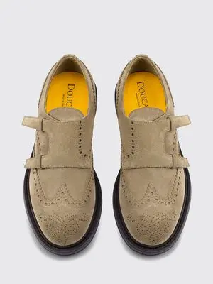 DOUCAL'S Suede Double Monk Strap Shoes With Wingtip Brogue Detailing - Cocoa
