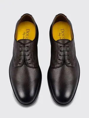 DOUCAL'S Classic Deer Leather Derby Shoes With Leather And Rubber Sole - Dark