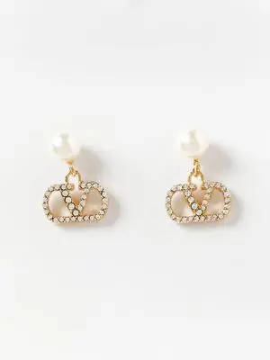 Valentino Garavani Vlogo Signature Crystal-embellished Dangle Earrings - Gold