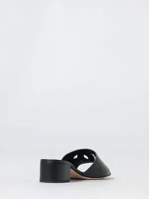 Dolce & Gabbana Calfskin Mules With Cut-out Dg Monogram - Black