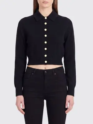 Sportmax Virgin Wool Polo Cardigan With Metallic Buttons - Black