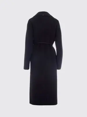Sportmax Long Virgin Wool Robe Coat With Leather Belt