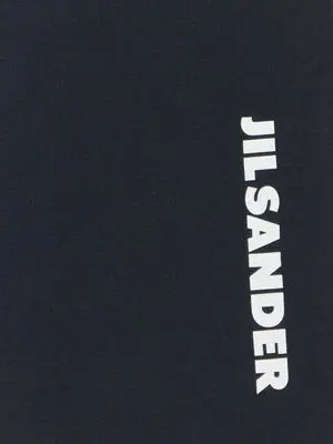 JIL SANDER Long-sleeved Cotton T-shirt With Contrast Logo - Blue