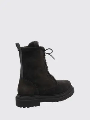 Brunello Cucinelli Lace-up Suede Boots With Fur Trim