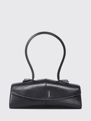 JIL SANDER Linea Lambskin Leather Shoulder Bag - Black