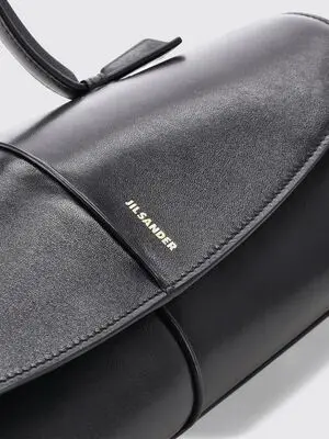 JIL SANDER Linea Lambskin Leather Shoulder Bag - Black