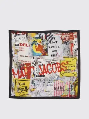 Marc Jacobs All-over Graphic Logo Print Scarf In Pure Silk - Multicolor