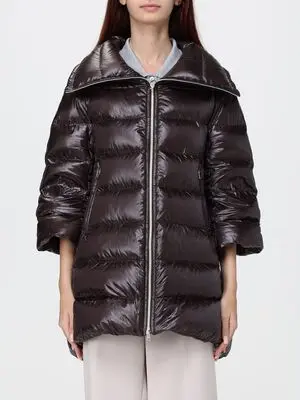 Herno Long Quilted Nylon Puffer Coat With Funnel Neck And Zip Closure - Brown