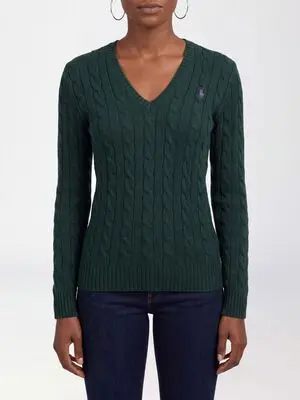 Polo Ralph Lauren Slim Fit V-neck Wool Sweater With Embroidered Pony Logo - Green