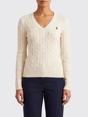 Polo Ralph Lauren Slim Fit V-neck Wool Sweater With Embroidered Pony Logo - White