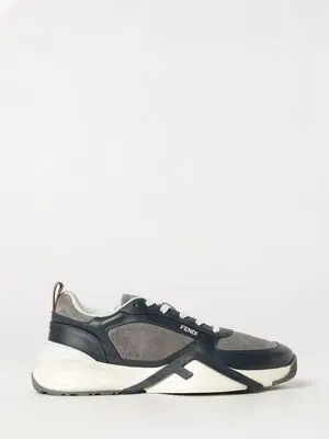 Fendi Leather And Suede Trainers - Blue