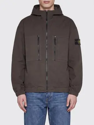Stone Island Ripstop Nylon Hooded Bomber Jacket With Compass Logo - Grey