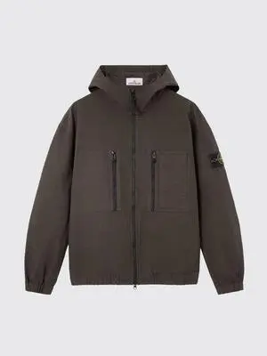 Stone Island Ripstop Nylon Hooded Bomber Jacket With Compass Logo - Grey