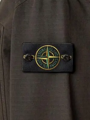 Stone Island Ripstop Nylon Hooded Bomber Jacket With Compass Logo - Grey