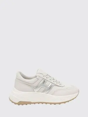 Hogan Hi-fi Smooth And Laminated Nappa Leather Sneakers With Chunky Sole - Silver