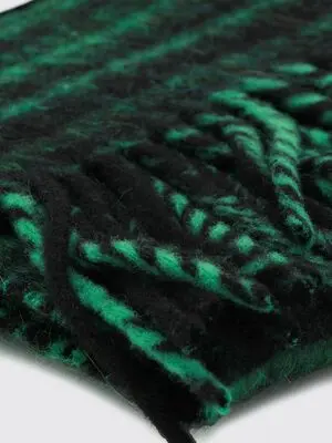 Marni Check Wool And Mohair Blend Scarf With Logo And Frayed Edges - Fa01